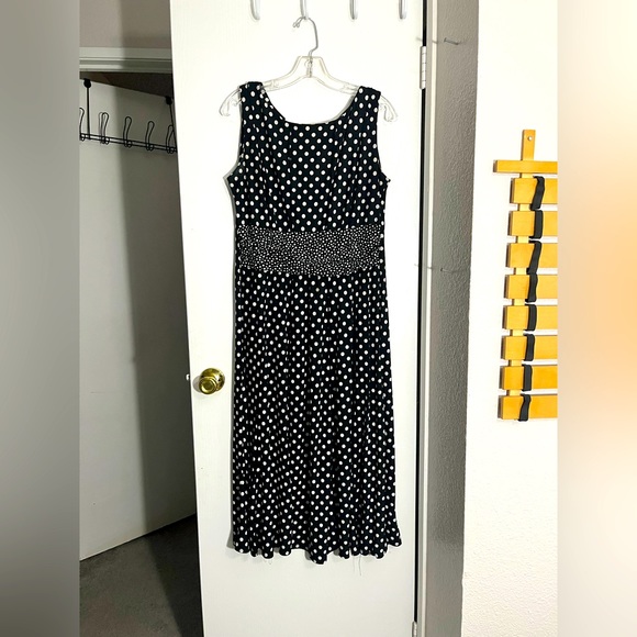 Perceptions | Dresses | Black Maxi Dress With White Polka Dots Design ...